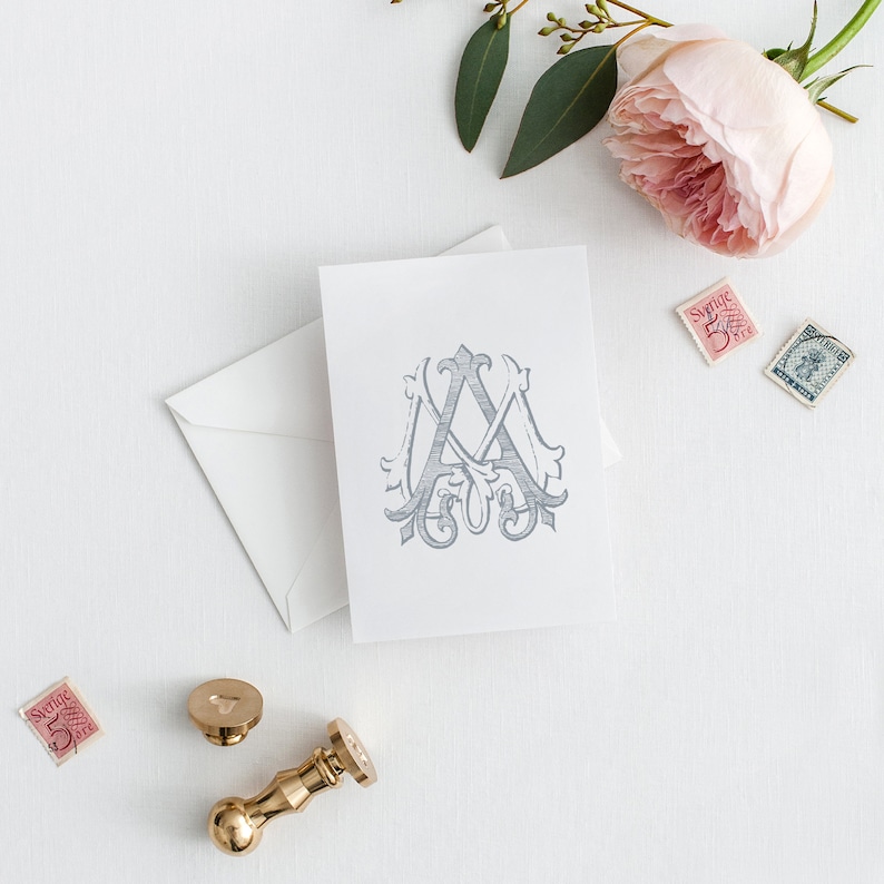 AM Classic Monogram MA Wedding Monogram Vintage Monogram - Etsy