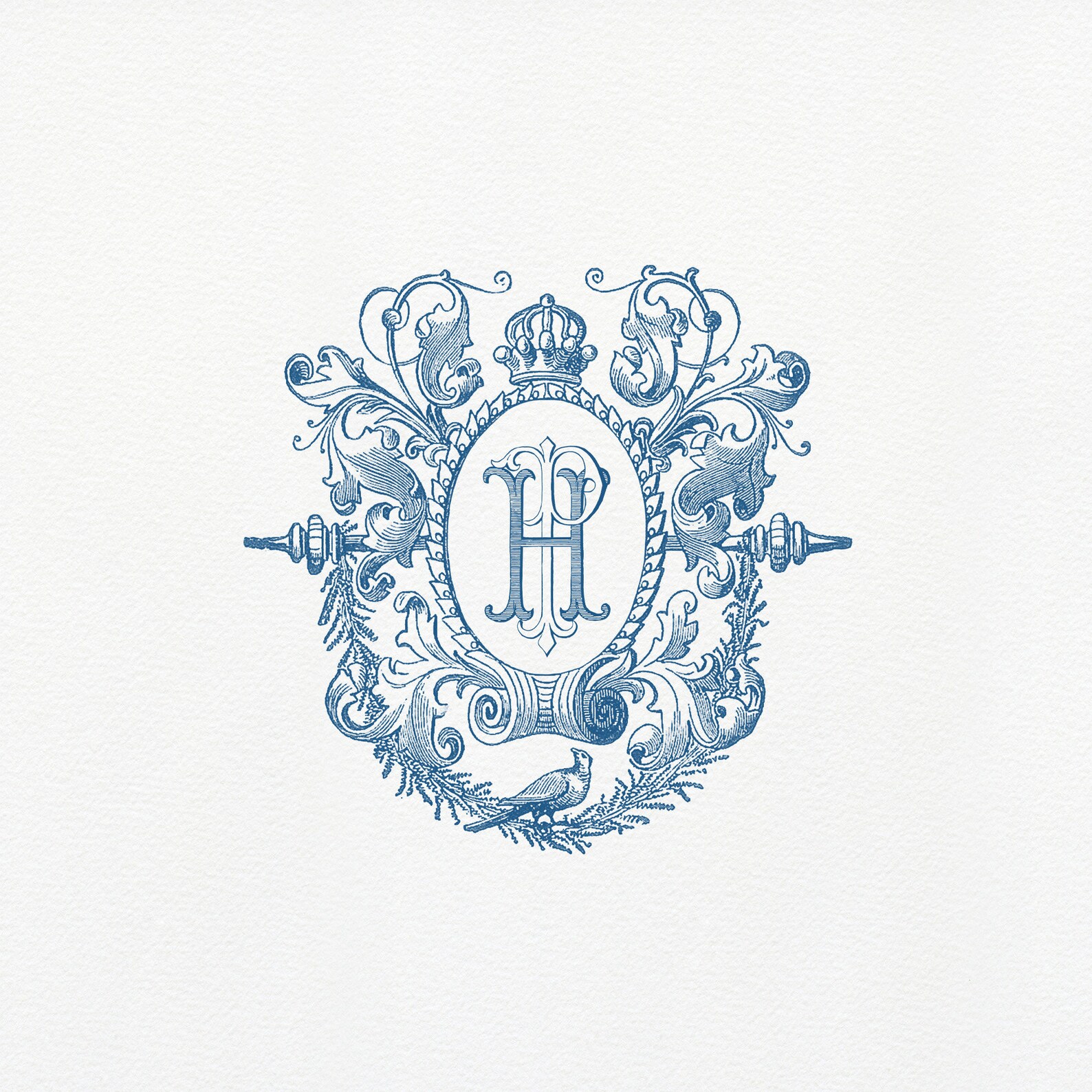 Vintage Crown Monogram Wedding Crest - Etsy