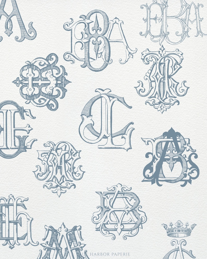 Custom Vintage Three Letter Monogram (digital File) - Etsy
