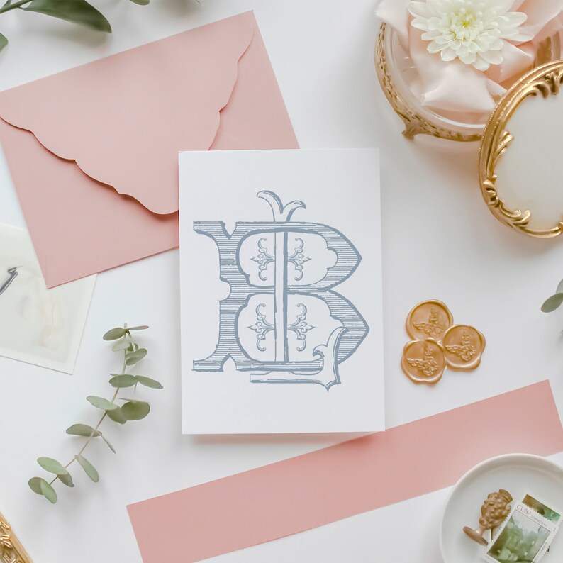 BL Vintage Wedding Monogram LB Classic Monogram Vintage - Etsy
