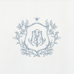Vintage Bee Wreath Crest Romantic Vintage Wedding Crest With ...