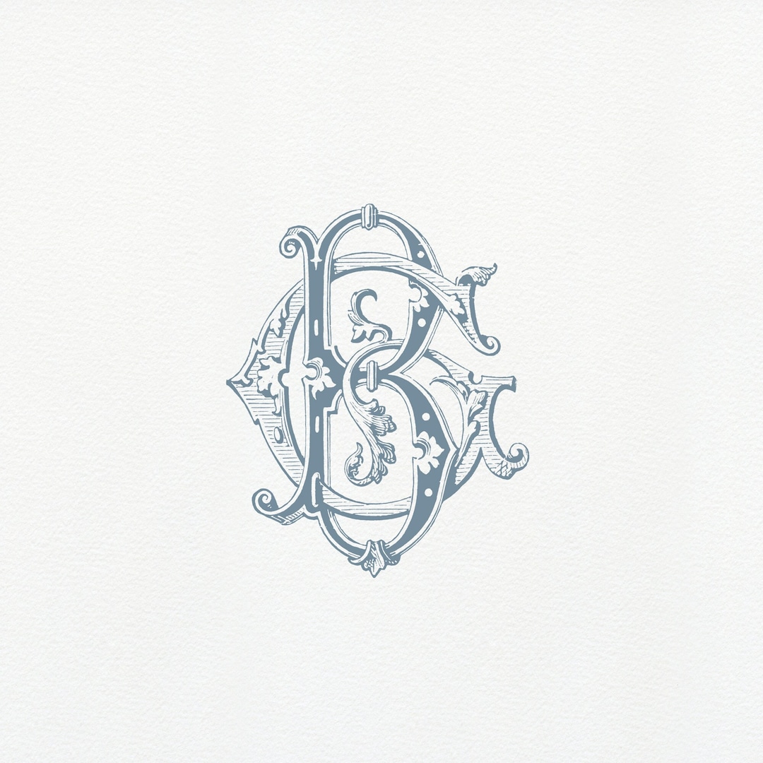 Vintage BG Monogram: Interlocking Wedding Initial (digital Download) - Etsy