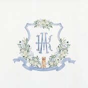 Blue and White Floral Wedding Crest Watercolor Wedding Monogram ...