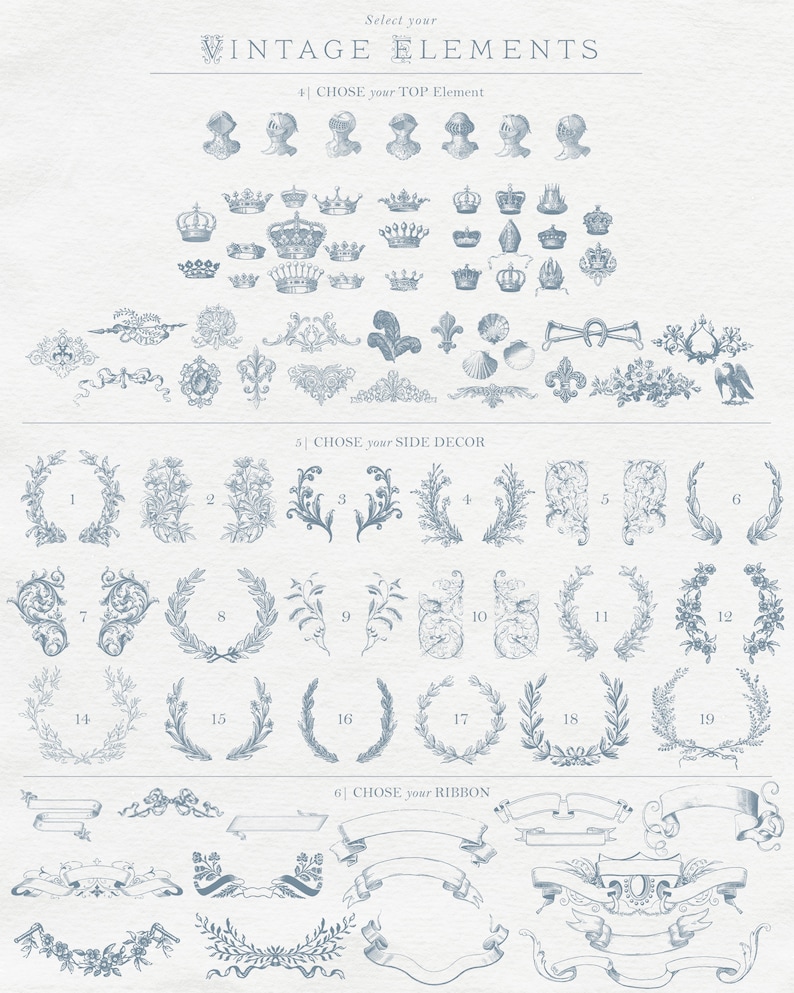 Custom Vintage Wedding Crest Design: Monogram Crest Creator (digital ...