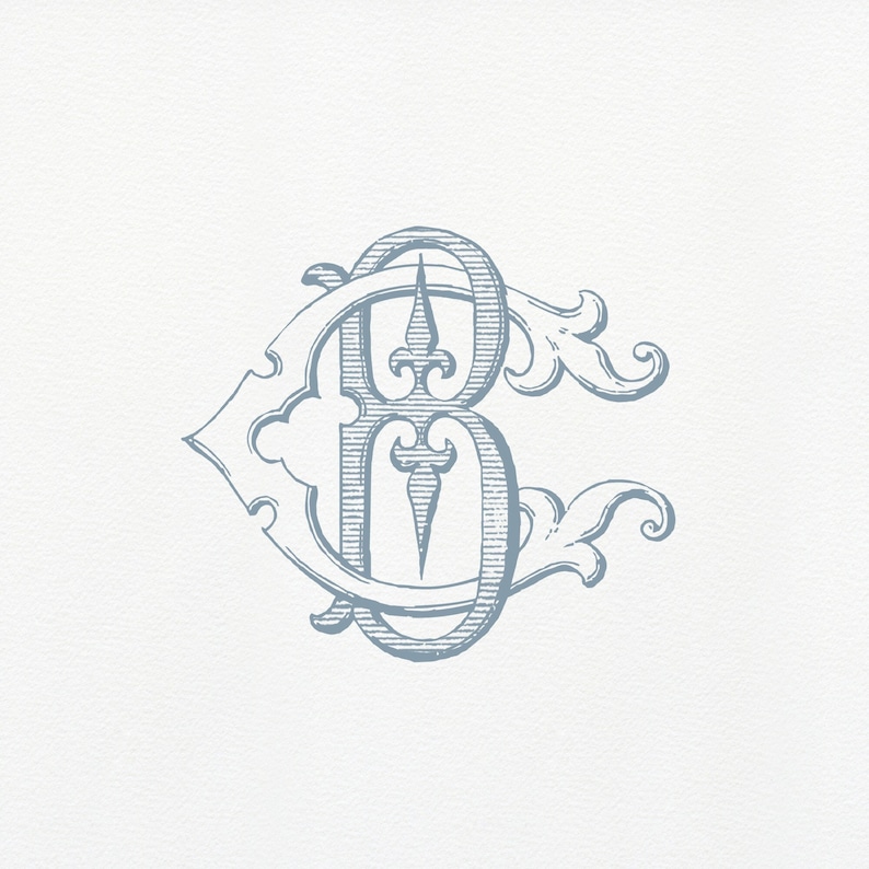 Vintage BC/CB Interlocked Monogram: Classic Wedding Duogram (digital ...
