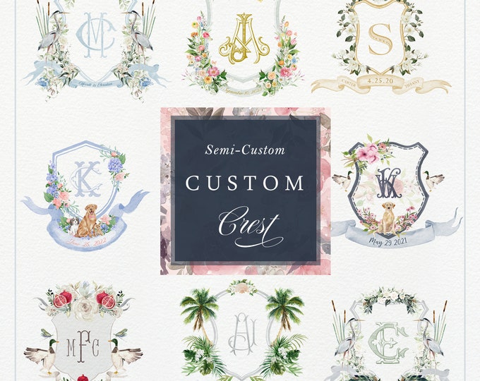 Floral Vintage Monogram Wedding Crest | Monogram Logo | Interlock ...