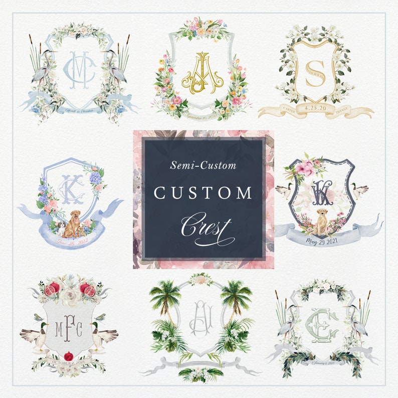 Semi-custom Wedding Crest Design: Floral Monogram (digital Files) - Etsy