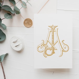 Vintage Wedding Monogram: Interlocking JA/AJ Letters (digital Download ...