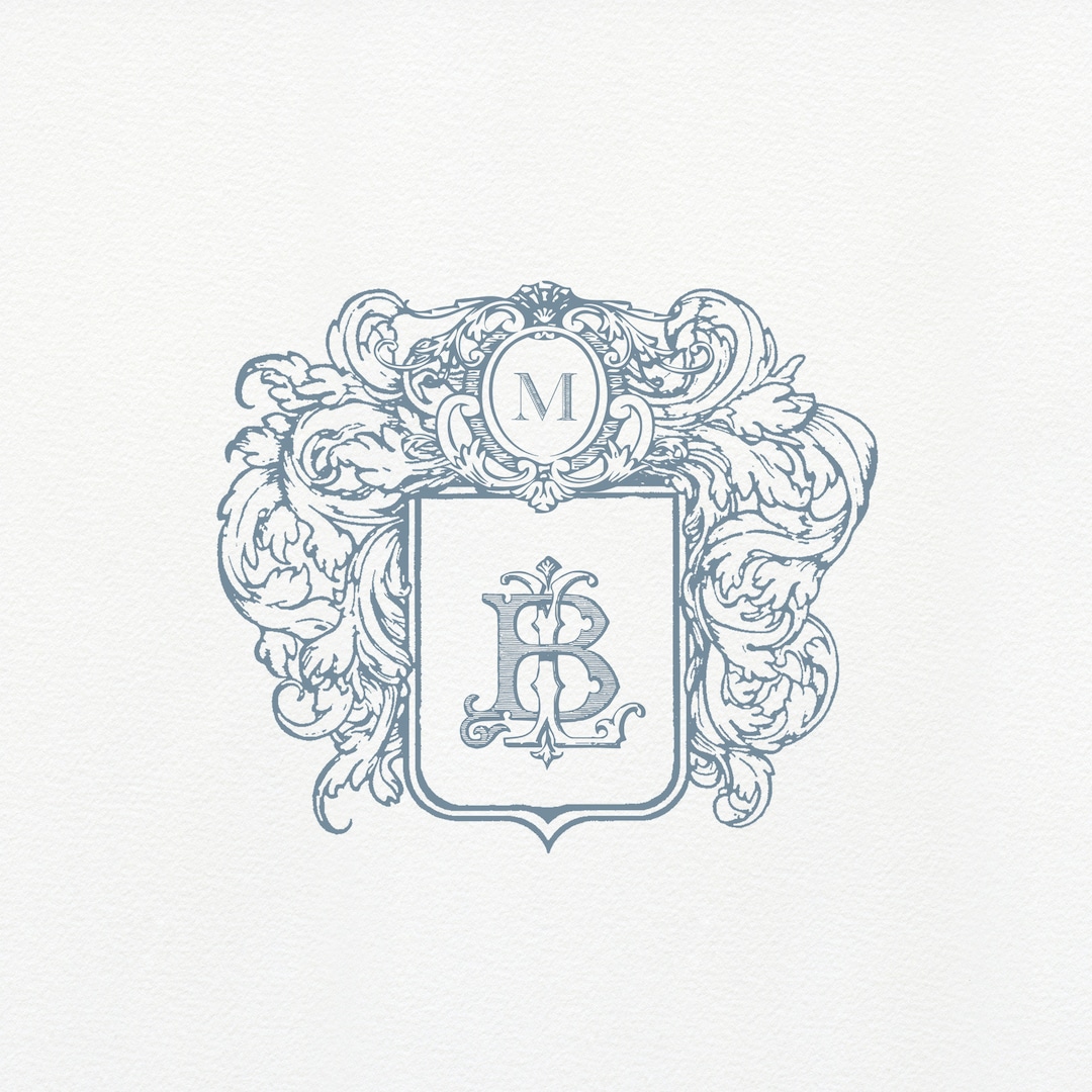 Vintage Monogram Wedding Crest | Monogram Logo | Interlock - Sketched ...