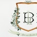 Greenery and Gold Watercolor Monogram Wedding Crest Monogram Crest ...