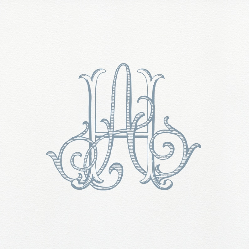 AH Vintage Monogram HA Duogram AH Classic Wedding Monogram - Etsy