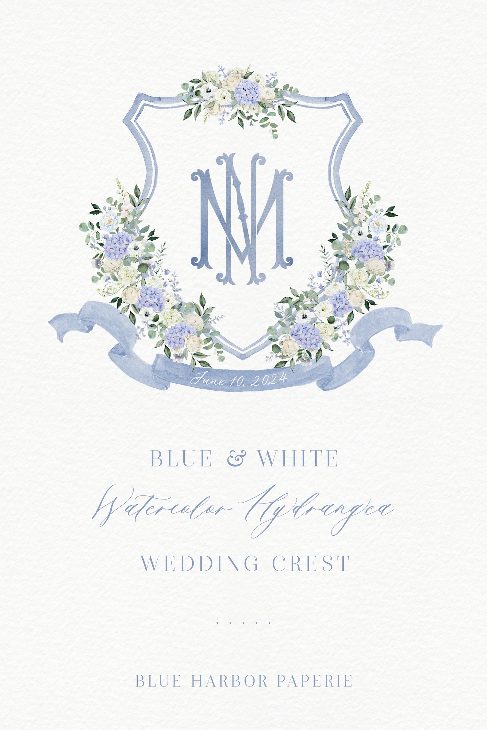 Blue and White Wedding Blue Hydrangea Wedding Crest Blue - Etsy