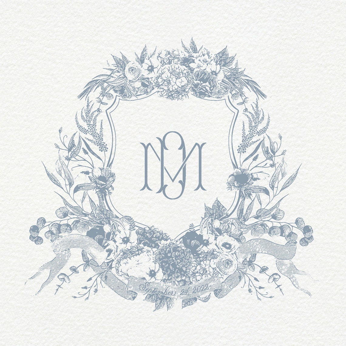 Floral Vintage Monogram Wedding Crest Monogram Logo - Etsy