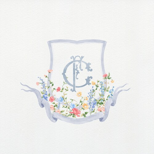 Blush Pink Watercolor Wedding Crest Monogram Crest - Etsy