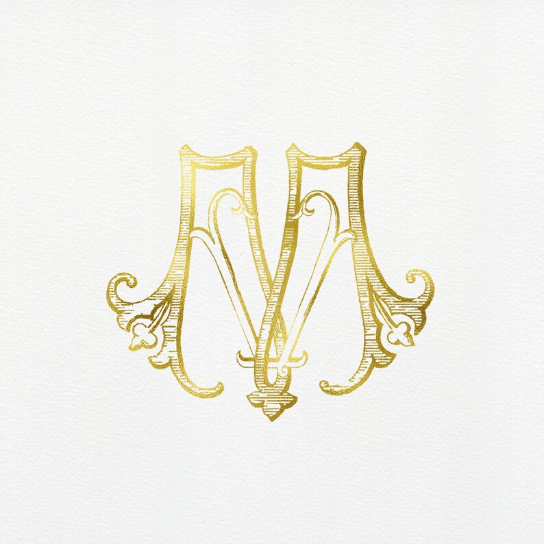 MV Vintage Wedding Monogram VM Classic Monogram Vintage - Etsy