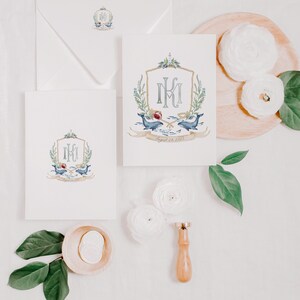 Ocean Wedding Watercolor Crest · Monogram Whale Crest · Hydrangea Sea ...