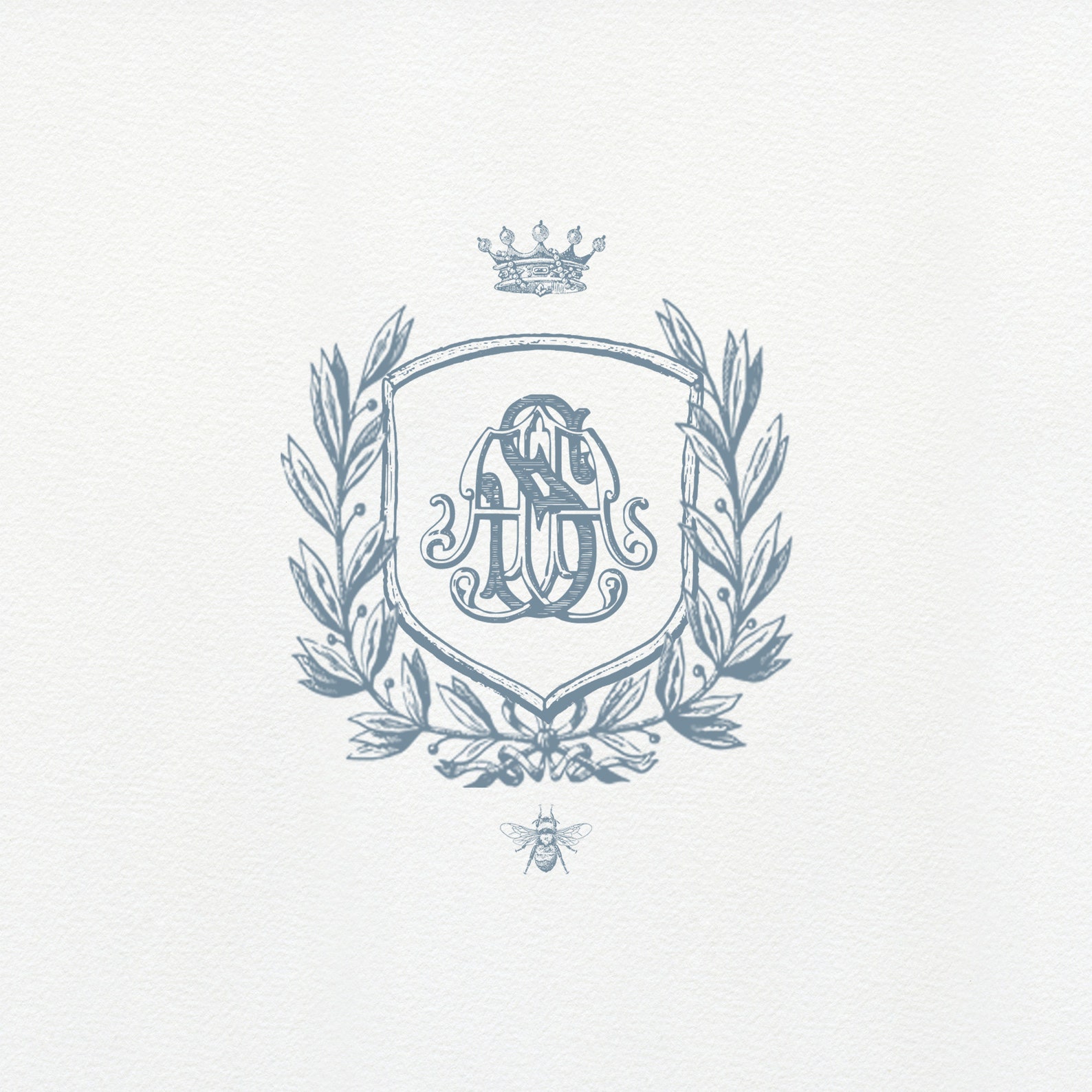 Vintage Monogram Wreath Crest Vintage Wedding Crest With - Etsy