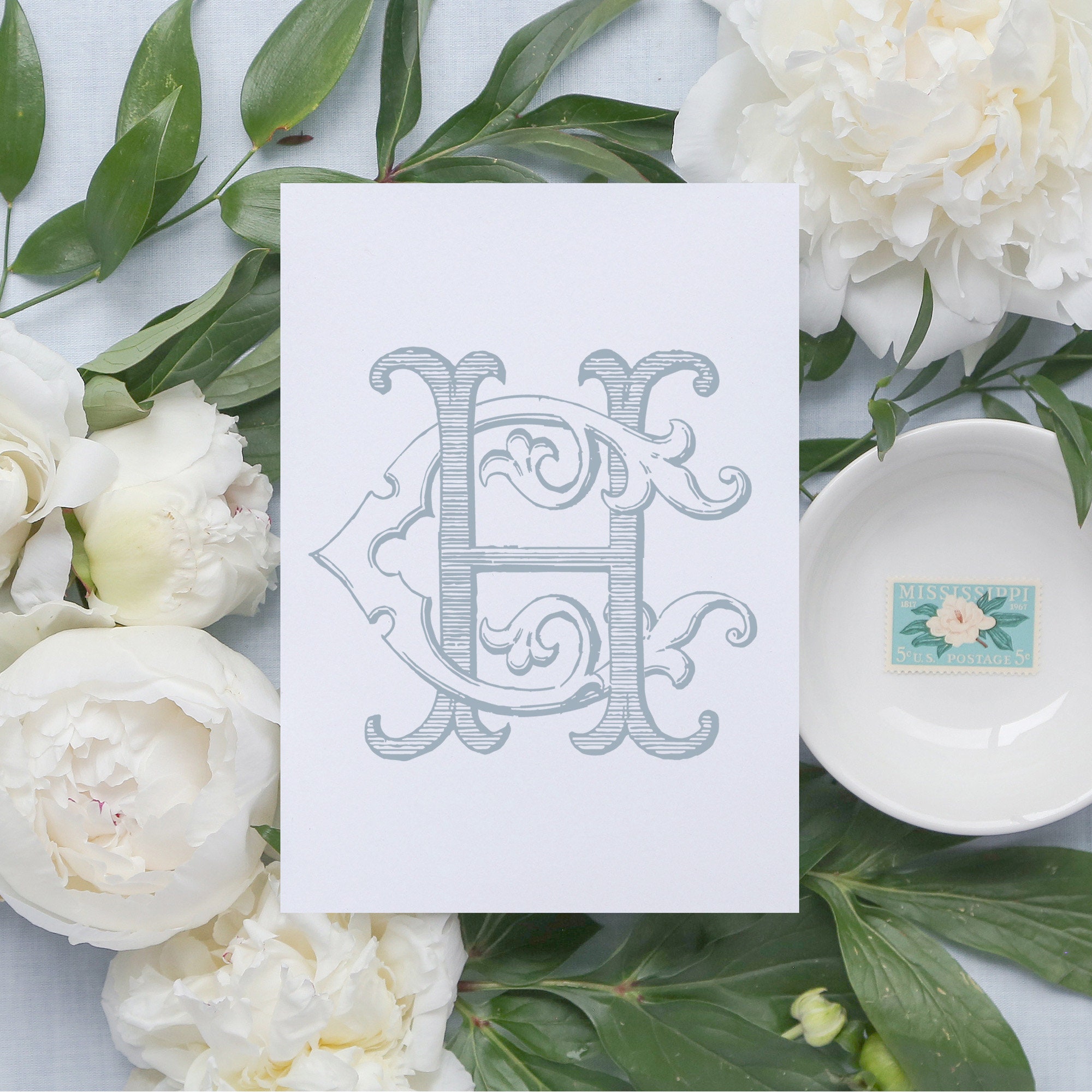 CH Vintage Wedding Monogram HC Classic Monogram Vintage - Etsy
