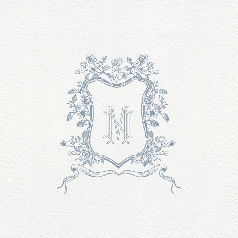 Magnolia Monogram Wedding Crest Monogram Logo Interlock - Etsy