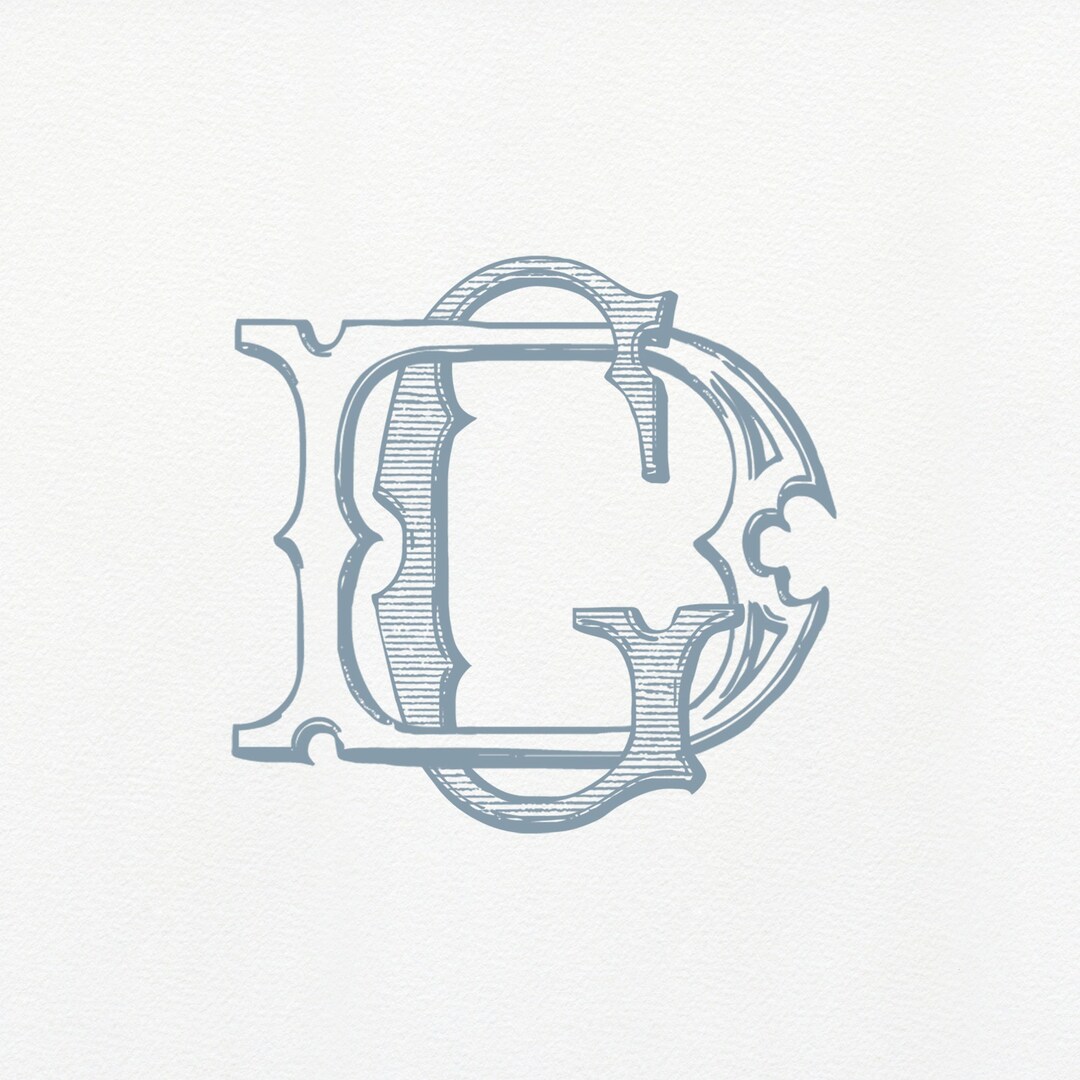 Vintage DG Monogram: Interlocking Wedding Initial (digital Download) - Etsy