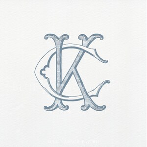Vintage Interlocking CK/KC Monogram: Classic Wedding Duogram (digital ...