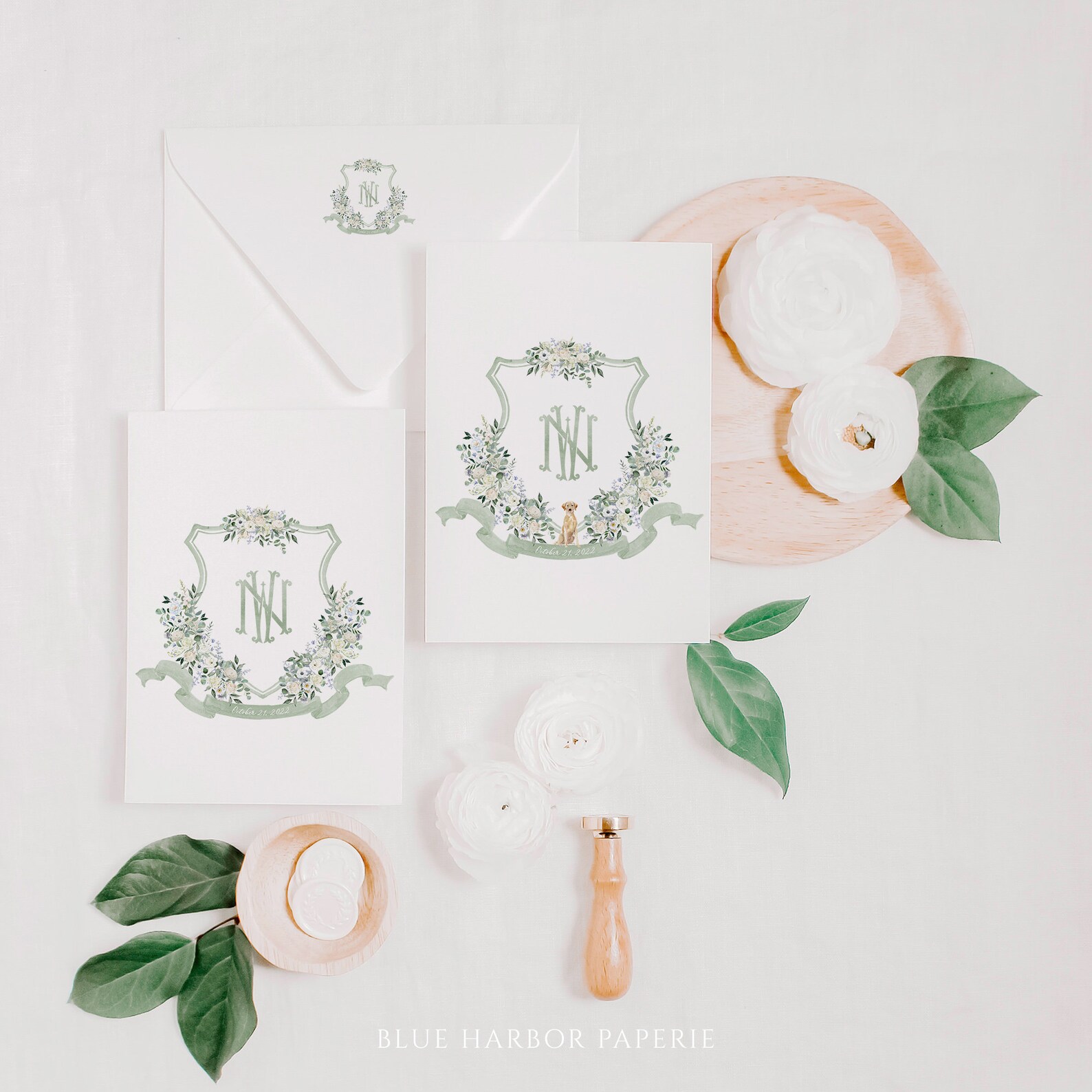Sage Green Watercolor Wedding Crest Monogram Logo (digital Download ...