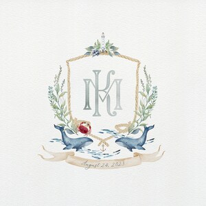 Ocean Wedding Watercolor Crest · Monogram Whale Crest · Hydrangea Sea ...