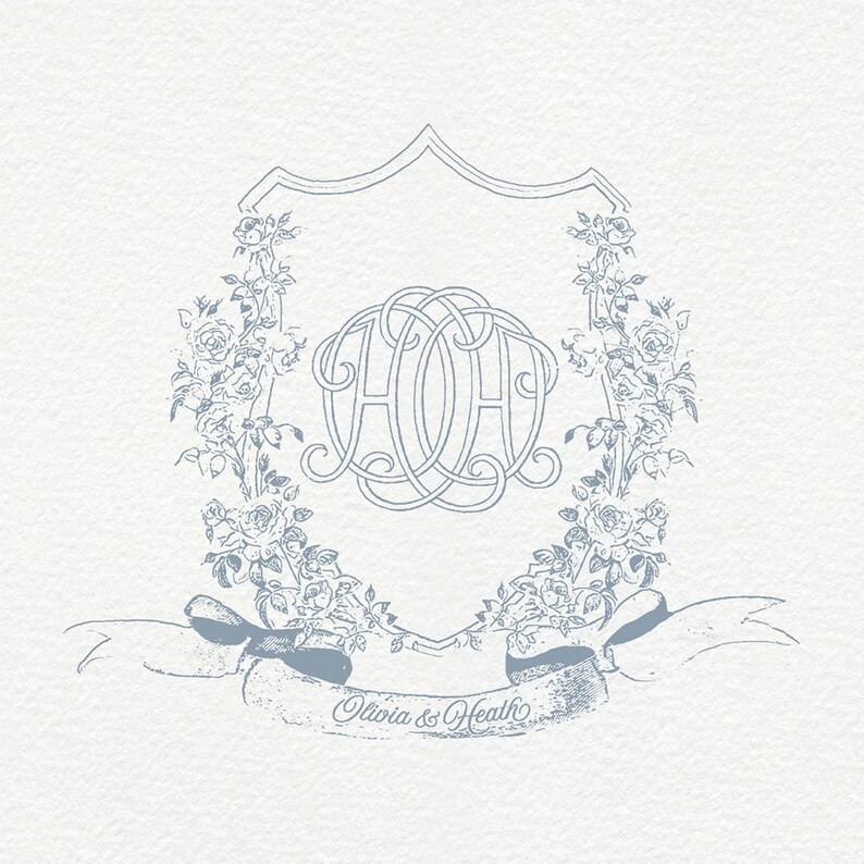 Vintage Floral Monogram Wedding Crest Monogram Logo - Etsy