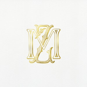 Vintage Interlocking MZ Monogram: Classic Wedding Duogram (digital ...