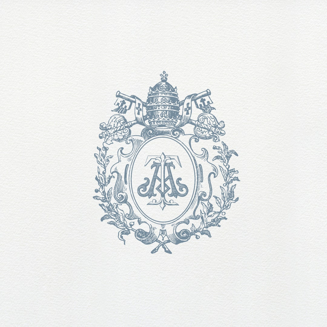 Vintage Oval Ornate Crest | Wedding Crest Antique Helmet Knight in Arms ...