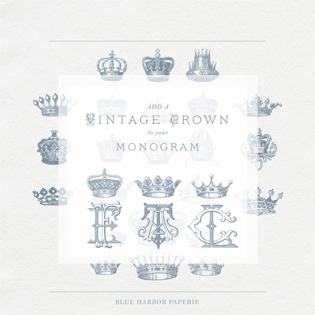 Vintage Monogram Crown ADD ON · Add a Vintage Crown to Your Monogram - Etsy