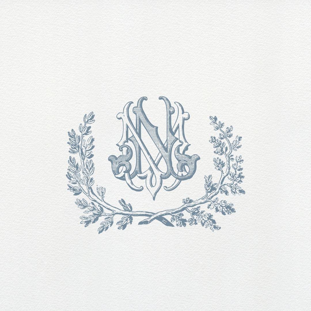 Vintage French Monogram Wedding Wreath · Monogram Logo · Interlock ...