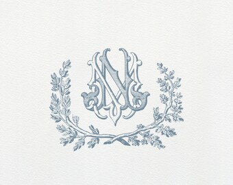 Monogram Logo,two Letter Monogram,vintage French Monogram Wedding,dusty ...