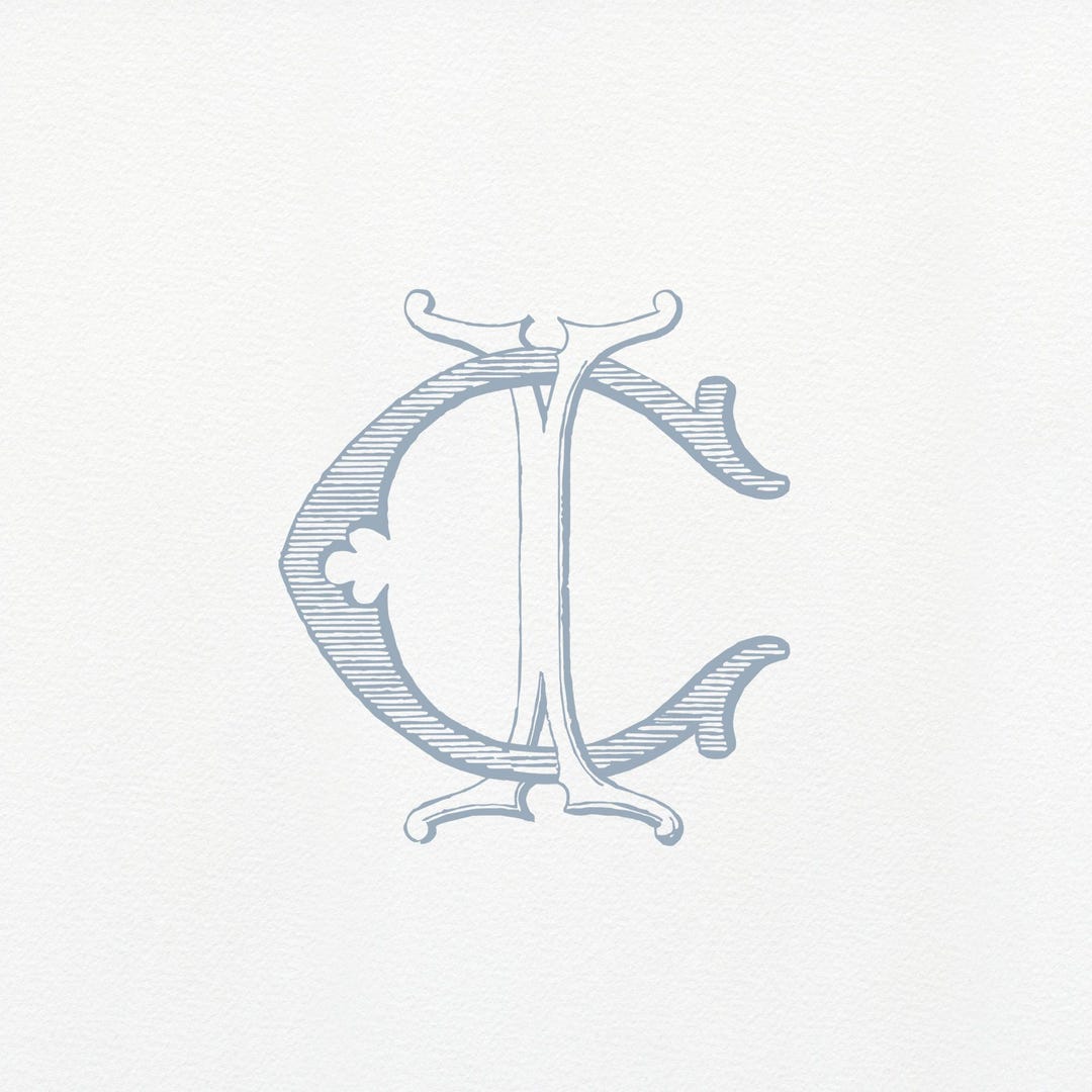 Vintage Interlocking CI/IC Monogram: Classic Wedding Duogram (digital ...