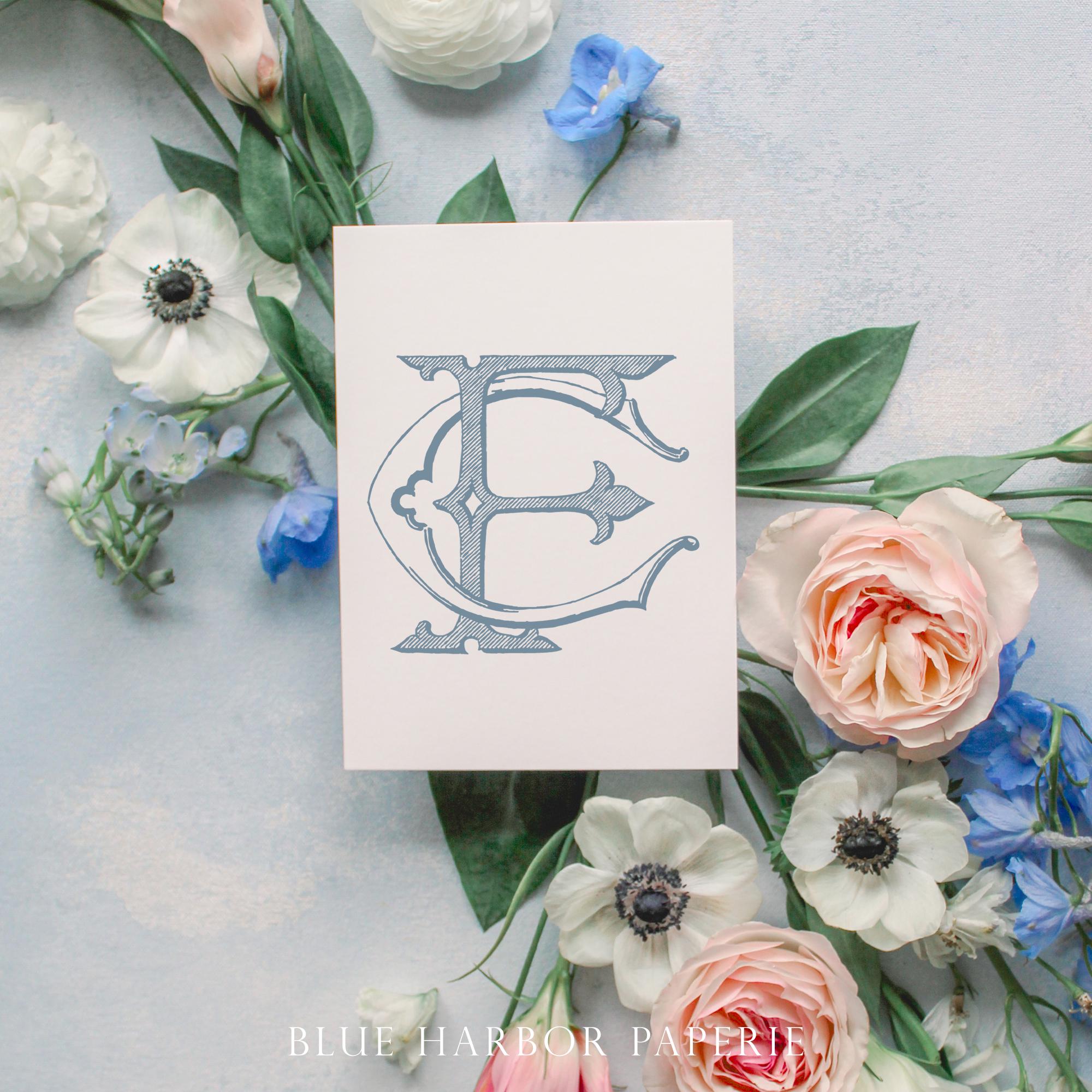 Vintage CF Monogram: Interlocking Wedding Initial (digital Download) - Etsy