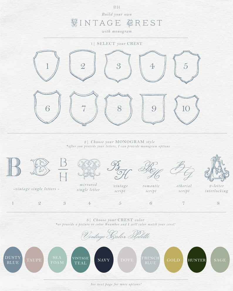 Custom Vintage Wedding Crest Design: Monogram Crest Creator (digital ...