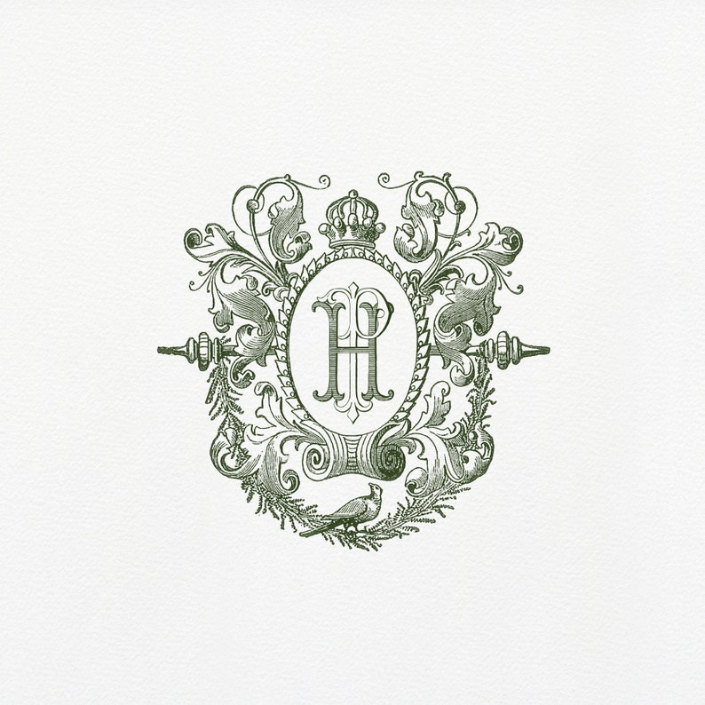 Vintage Crown Monogram Wedding Crest - Etsy