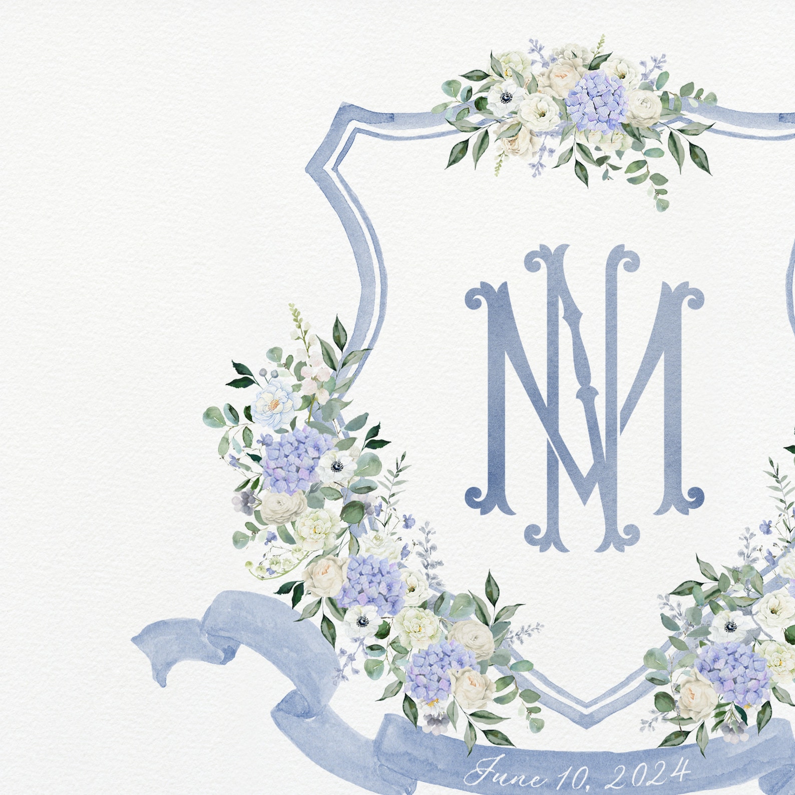 Blue and White Wedding Blue Hydrangea Wedding Crest Blue - Etsy