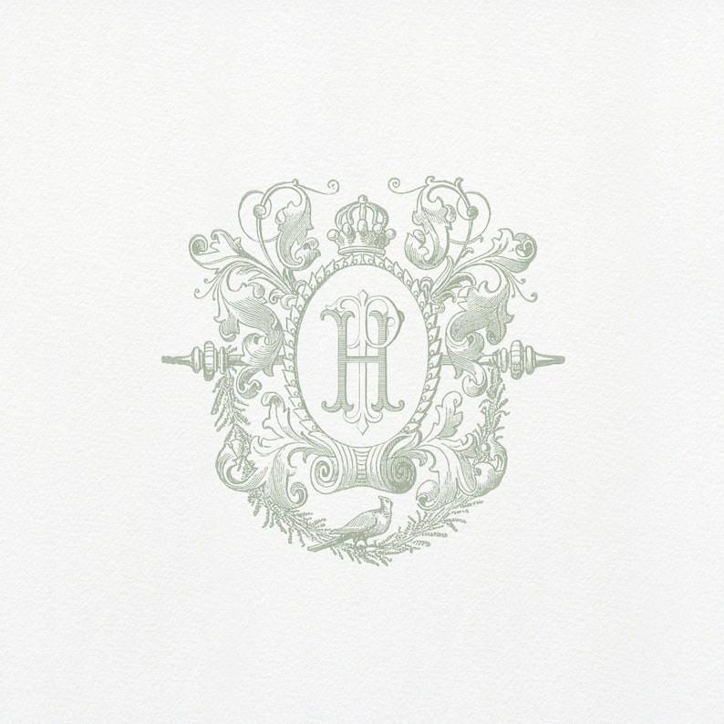 Vintage Crown Monogram Wedding Crest - Etsy