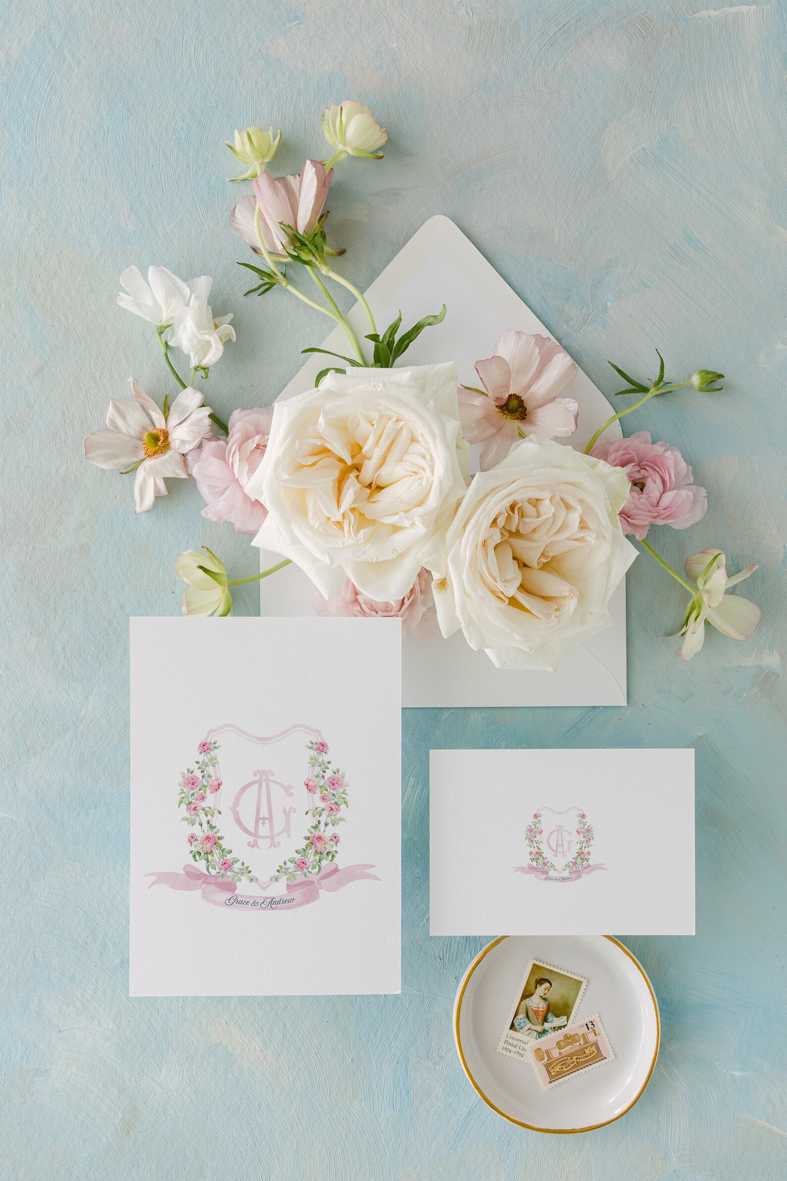 Blush Pink Watercolor Wedding Crest: Rose Monogram (digital Download ...