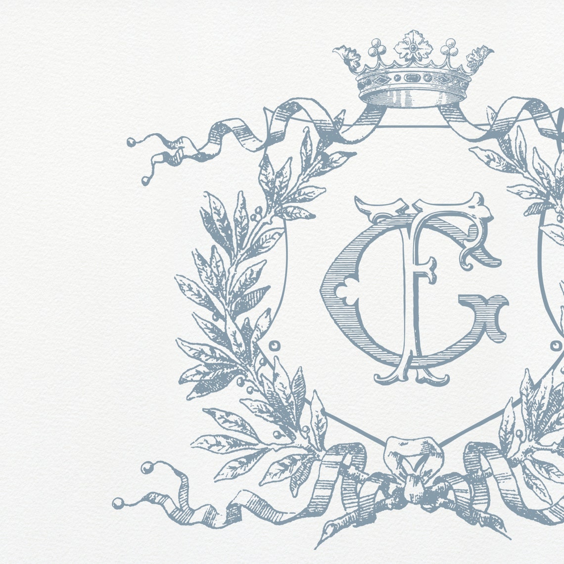 Vintage Monogram Wedding Wreath Crest With Crown - Etsy