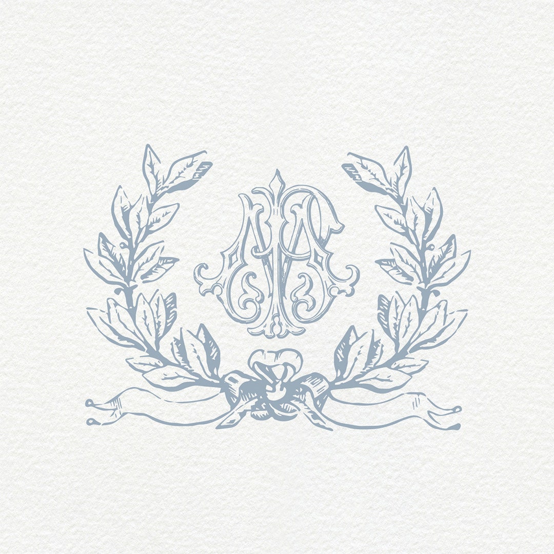 Vintage Monogram Wedding Wreath | Monogram Logo | Interlock - Sketched ...