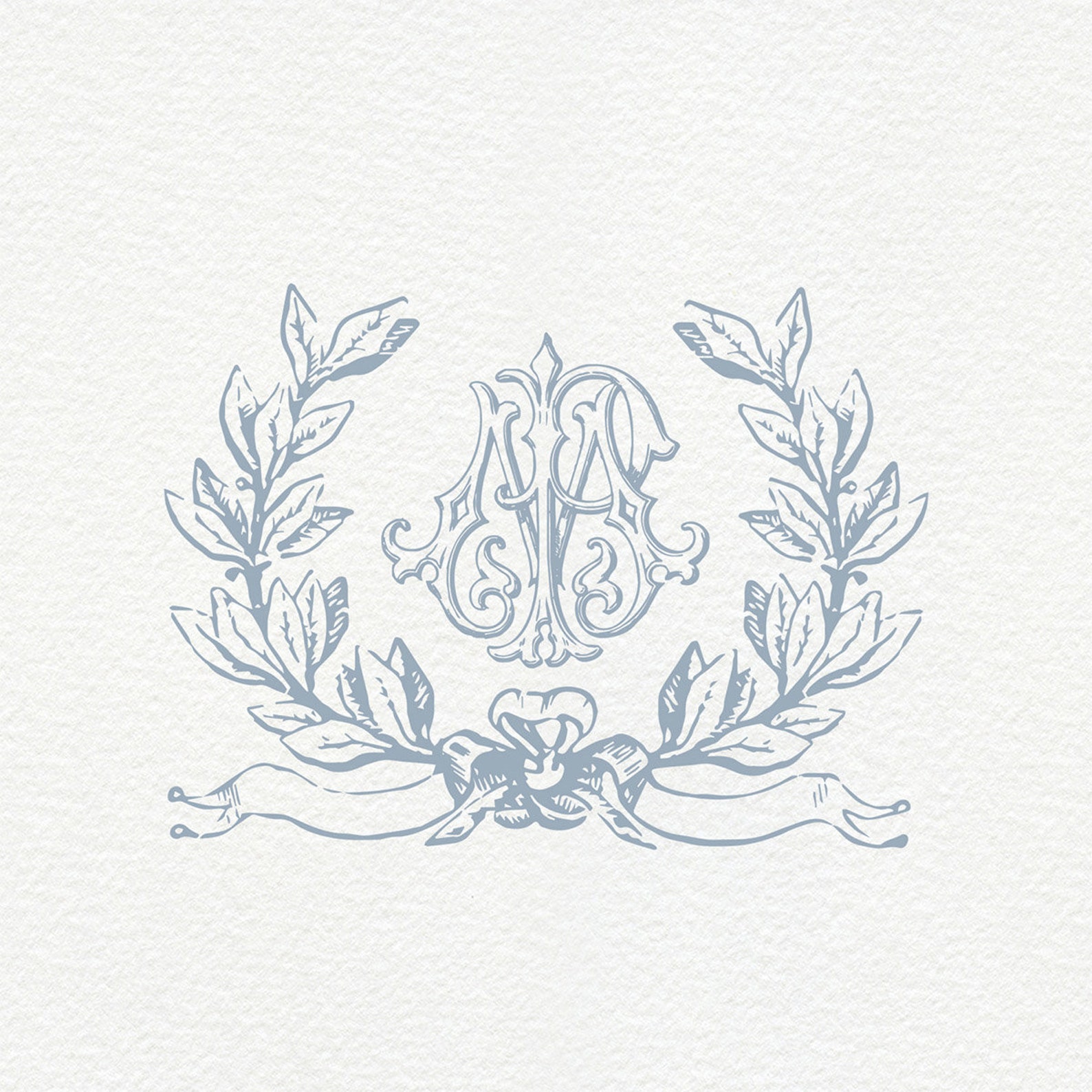 Vintage Monogram Wedding Wreath Monogram Logo Interlock | Etsy