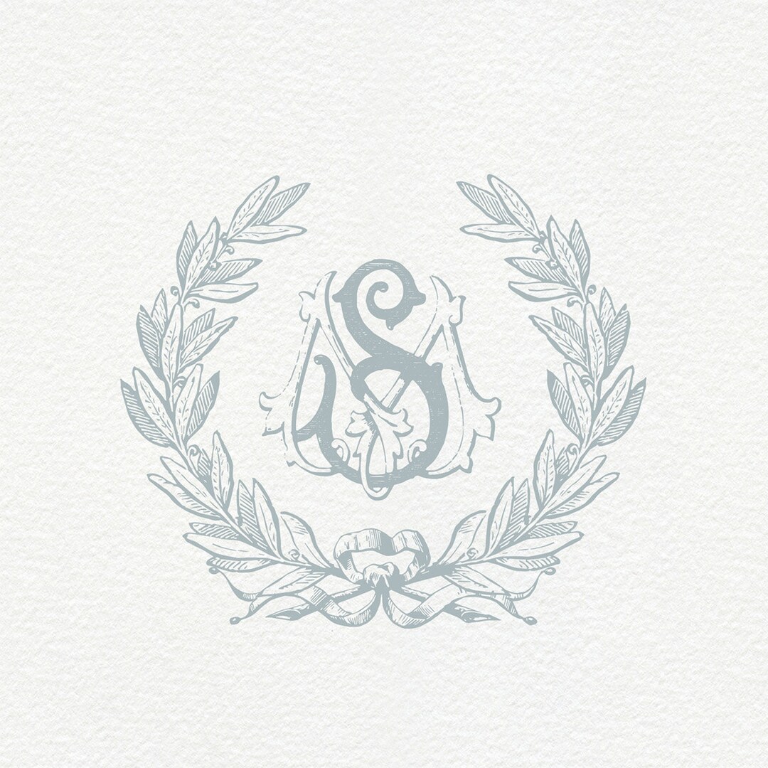 Vintage Wedding Crest: Navy Blue Monogram Logo (digital Download) - Etsy