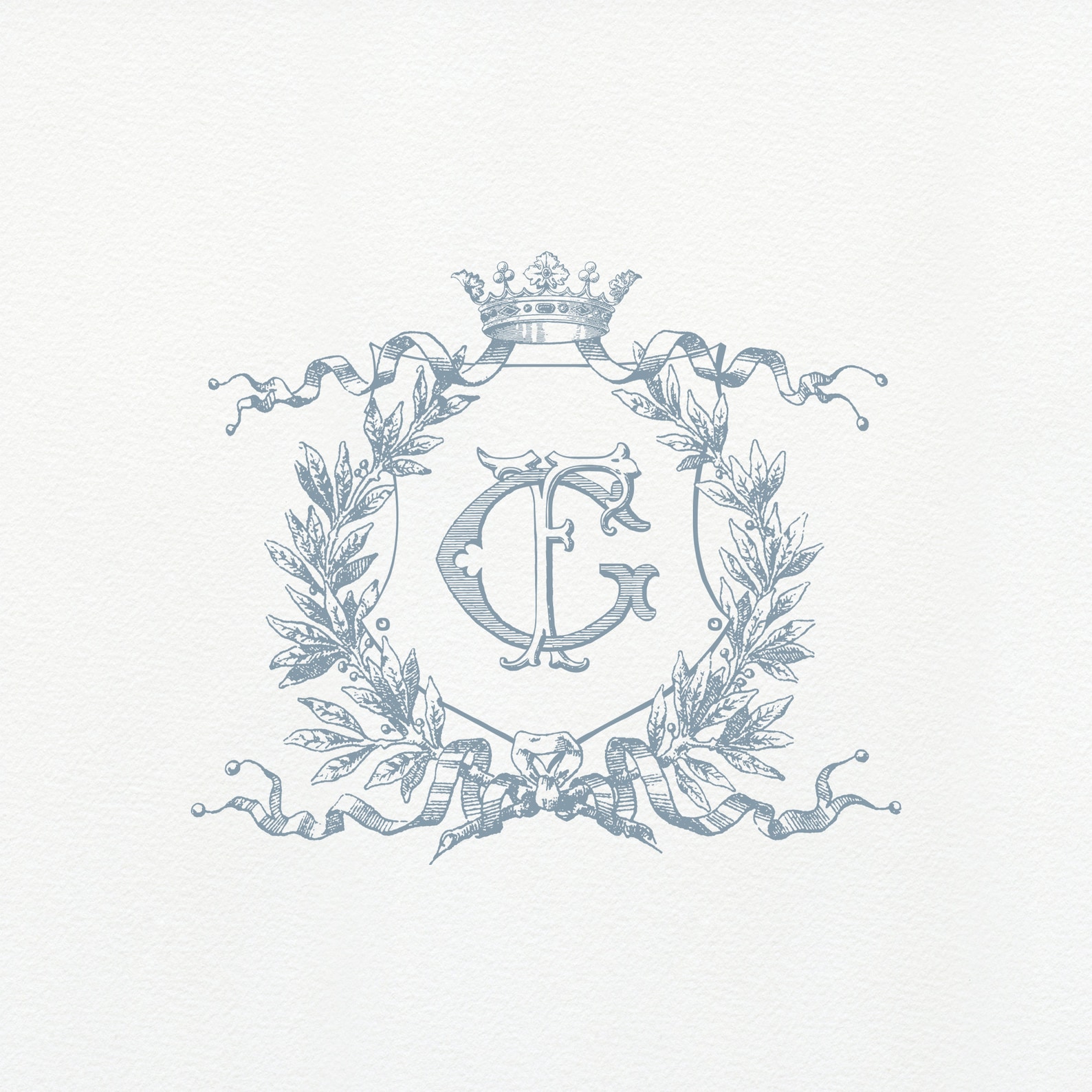 Vintage Monogram Wedding Wreath Crest With Crown - Etsy