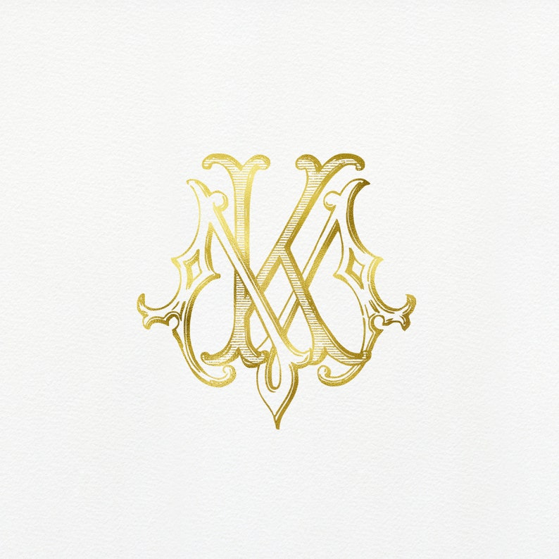 KM Vintage Monogram KM Duogram MK Antique Classic Wedding - Etsy