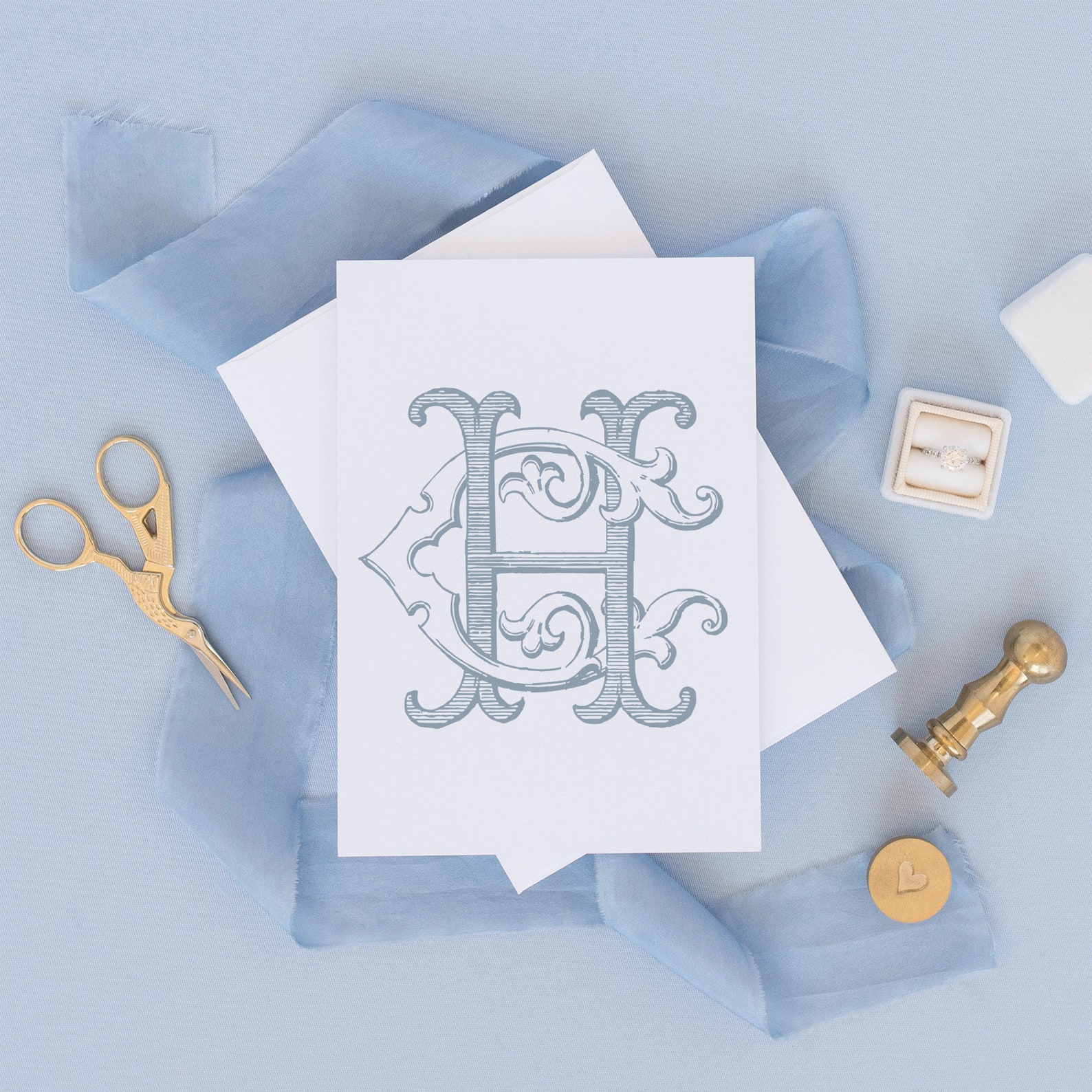 Ch Vintage Wedding Monogram Hc Classic Monogram Vintage Etsy