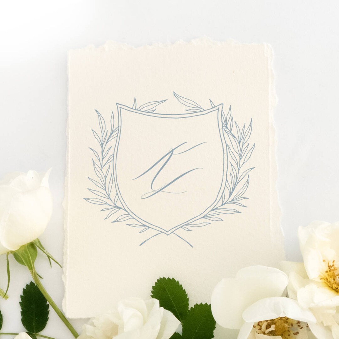 Hand Drawn Monogram Wedding Crest | Monogram Logo | Sketched - Hand ...
