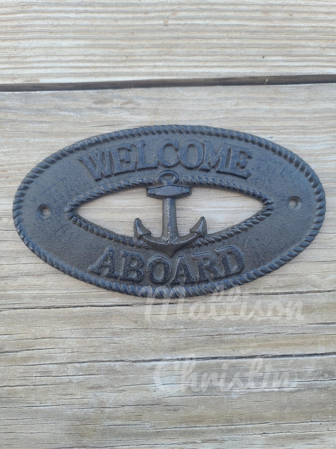 Welcome Aboard Cast Iron Wall Door Plaque Nautical Decor 7.5" X 4.25 ...