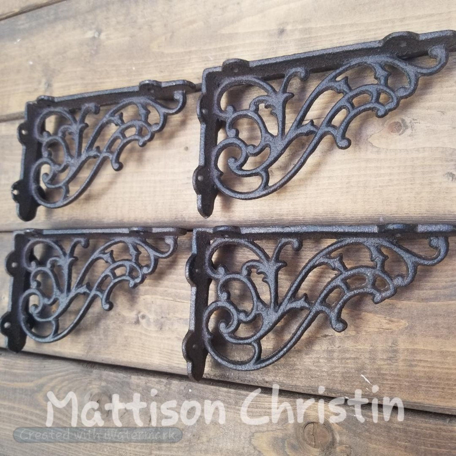 Set of 4 Cast Iron Scroll Shelf Brace Brackets - Etsy